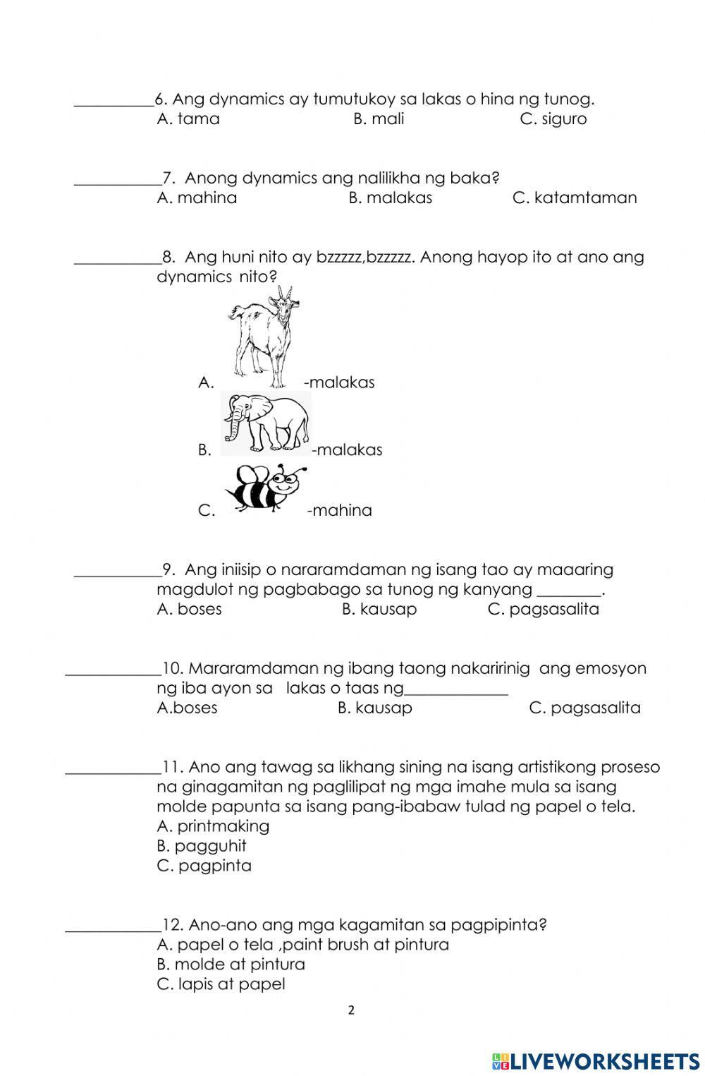 MAPEH Q3 Learni… | Free Interactive Worksheets | 1998840