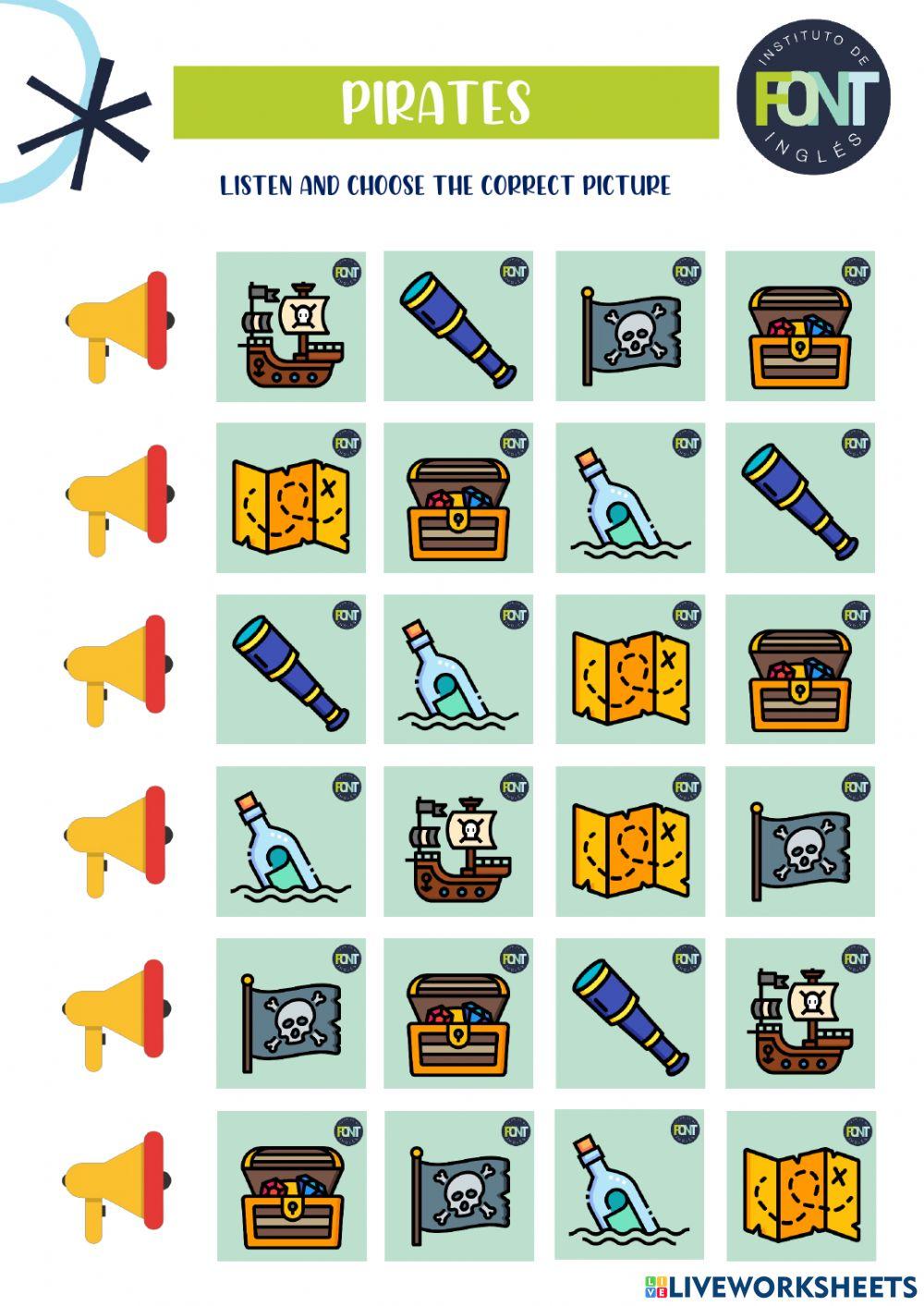 Pirates free worksheet | Live Worksheets