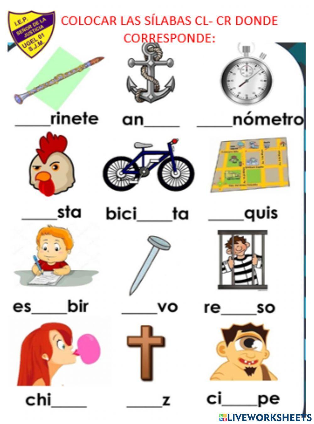 Palabras con cr… | Free Interactive Worksheets | 1999353