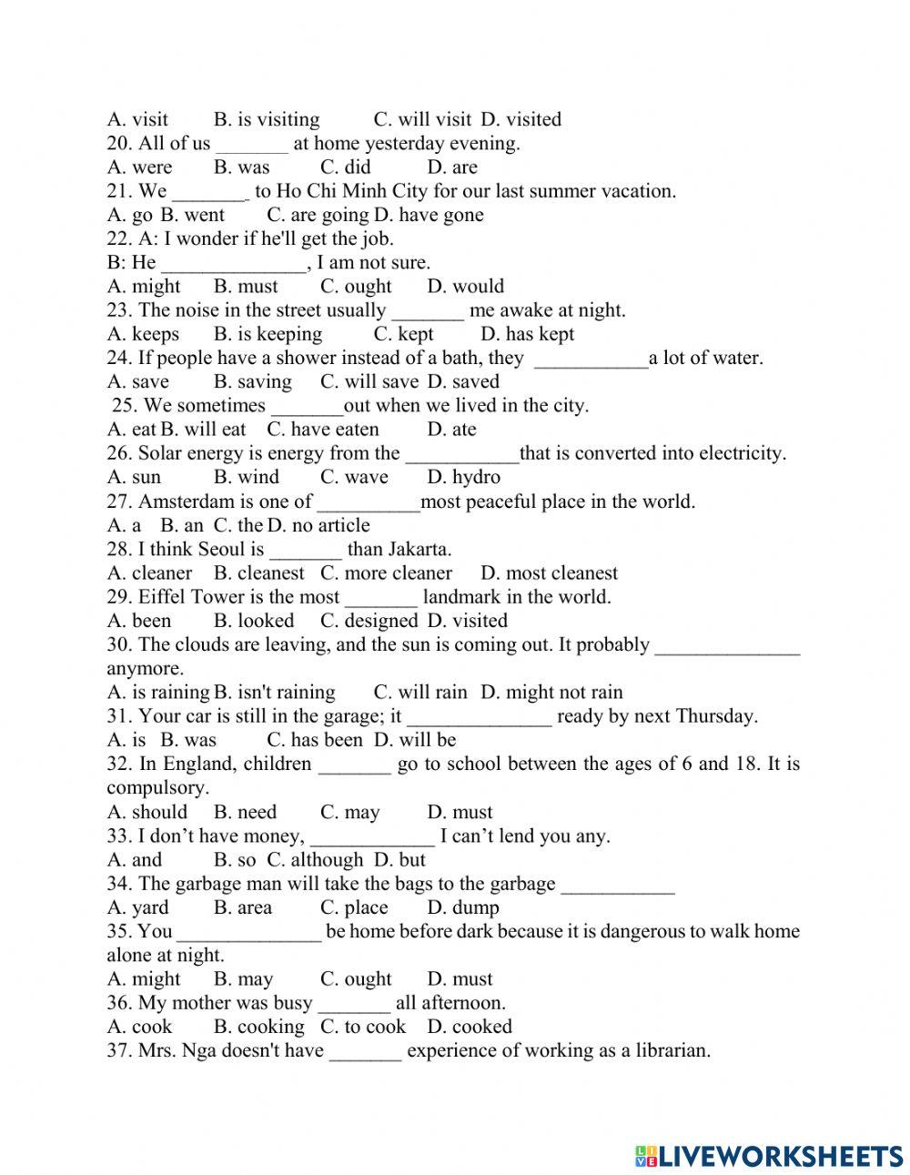 English 6 interactive activity for 6 | Live Worksheets