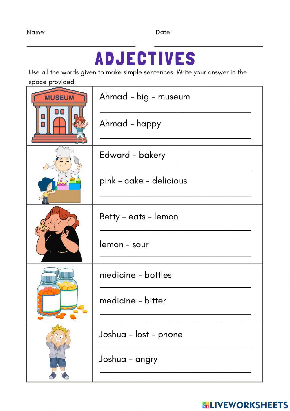 Adjectives online exercise for Grade 3 | Live Worksheets