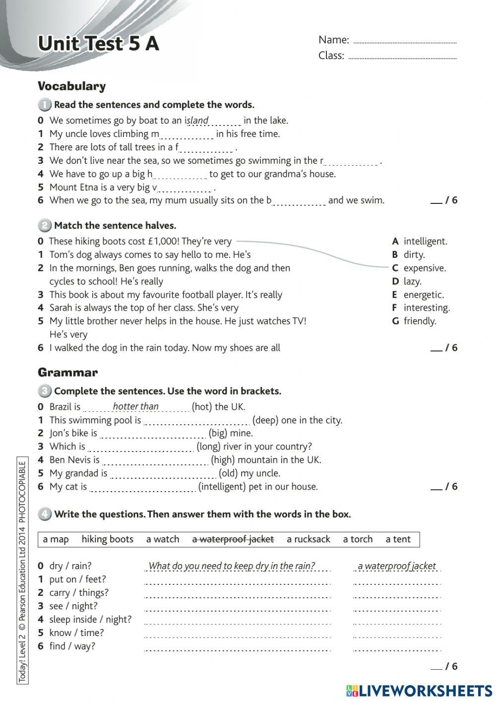 Test Unit 5 online exercise for | Live Worksheets