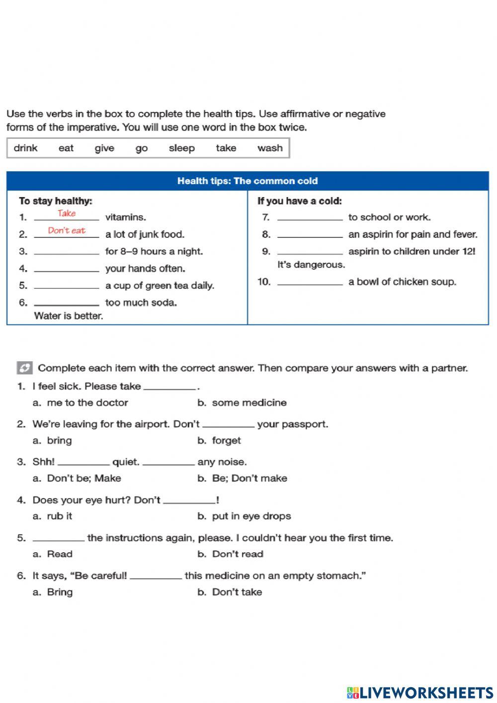 Imperatives | Free Interactive Worksheets | 2000554