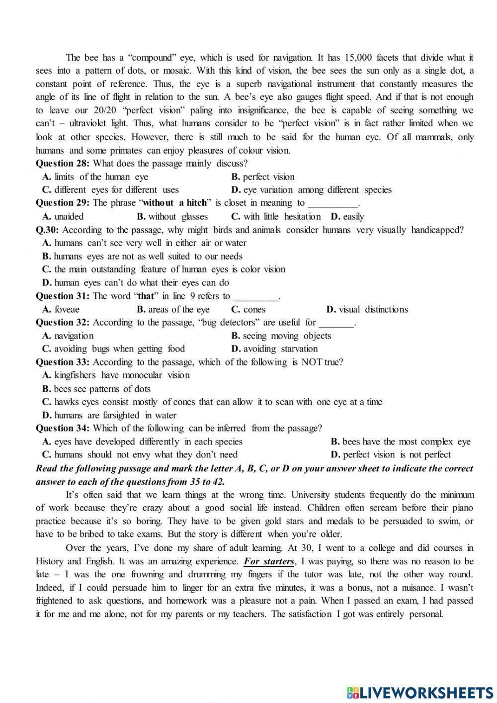 Trial test 13 | Free Interactive Worksheets | 2000712