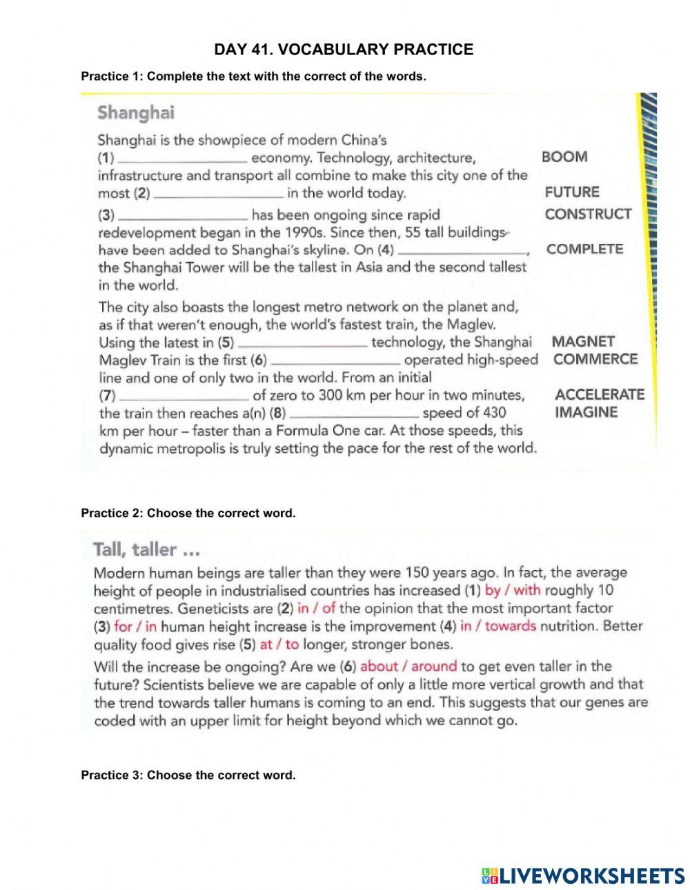 Day 41 Future life worksheet | Live Worksheets