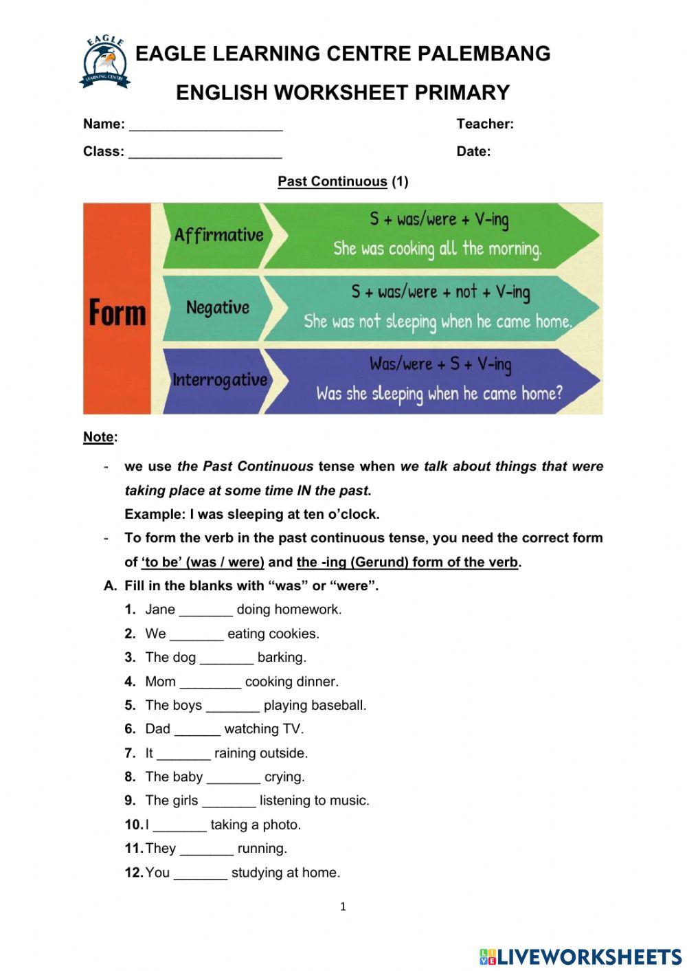 WS P4 PAST CONT… | Free Interactive Worksheets | 6864429