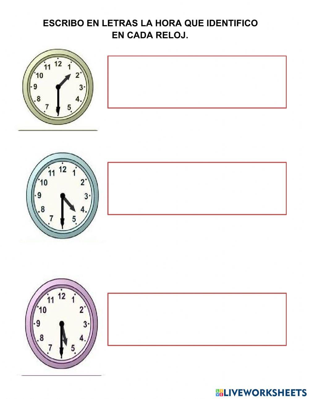Pdf online worksheet: Reloj | Live Worksheets