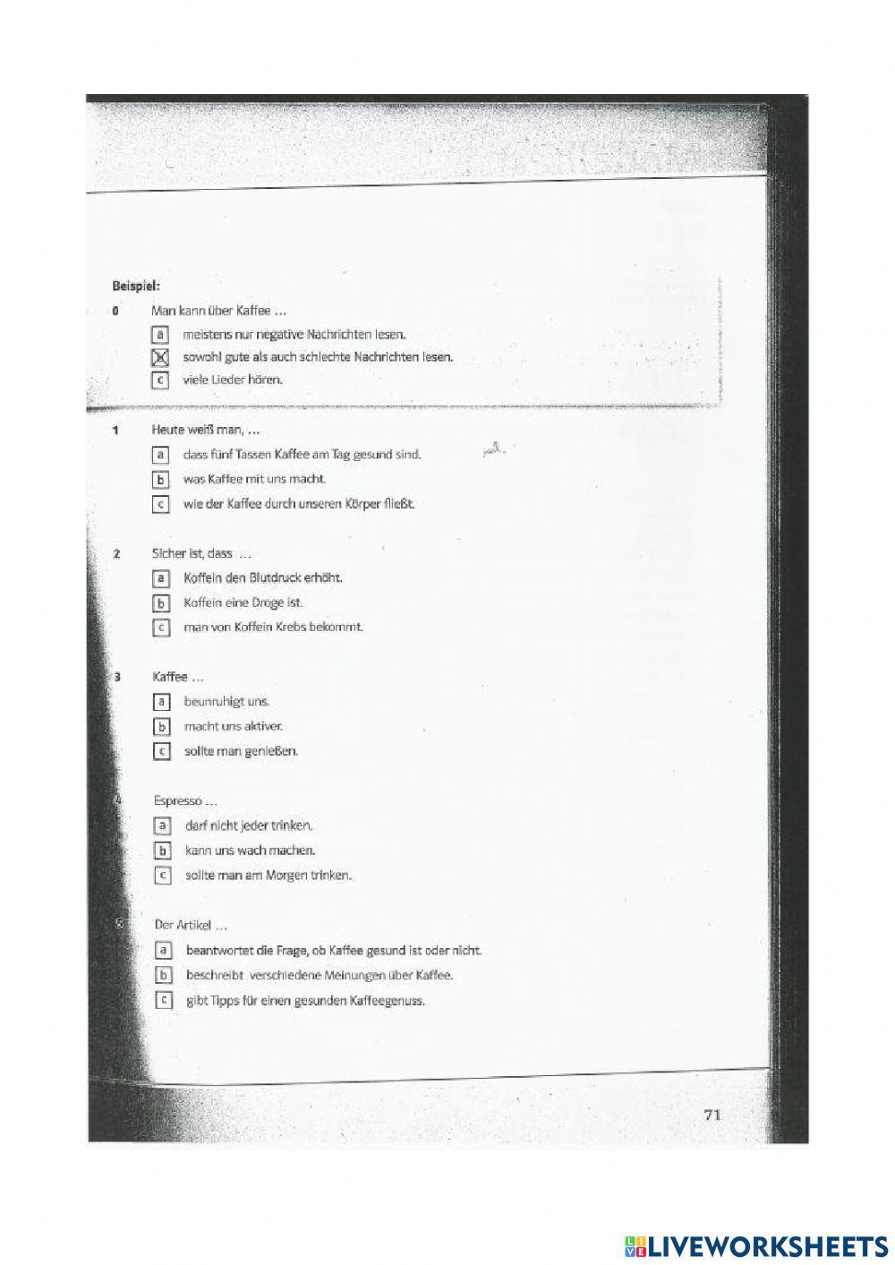 A2 Modelltest 1 Lesen (Mit Erfolg) online exercise for | Live Worksheets