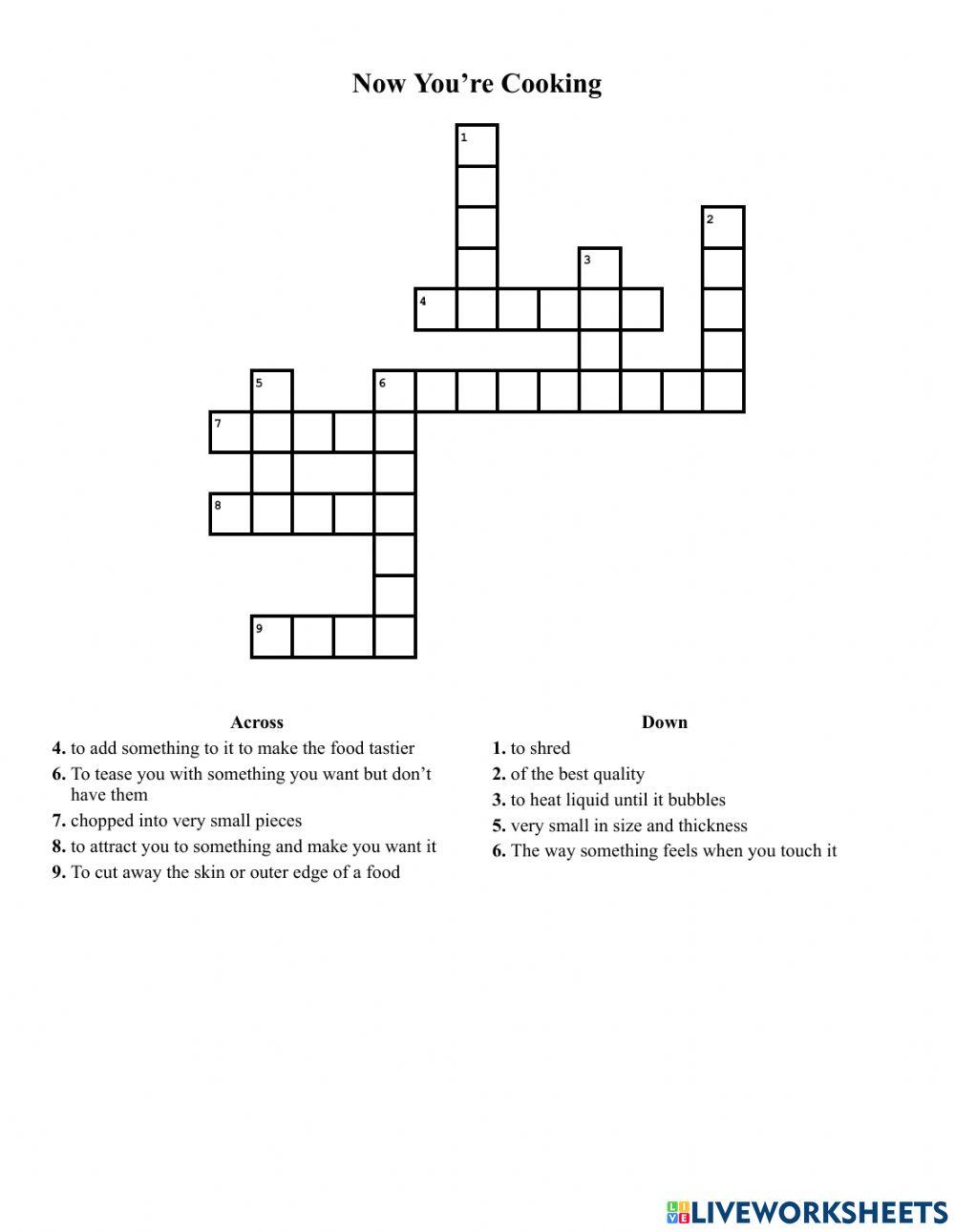 Now You’re Cooking worksheet | Live Worksheets