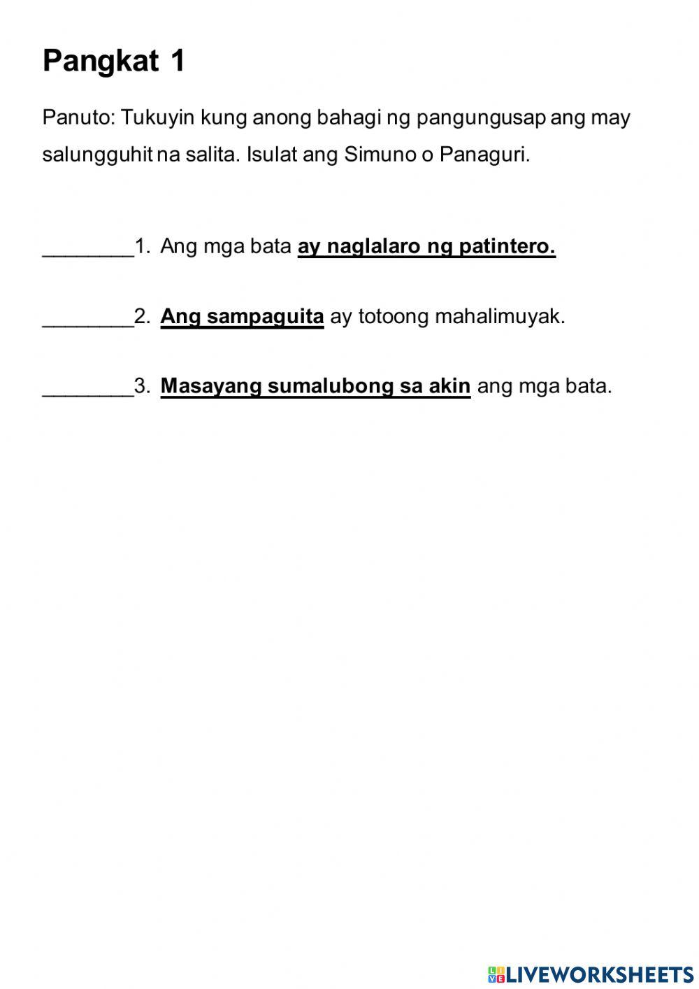 CO1 - Pangkat 1 | BonnahBernil | Live Worksheets