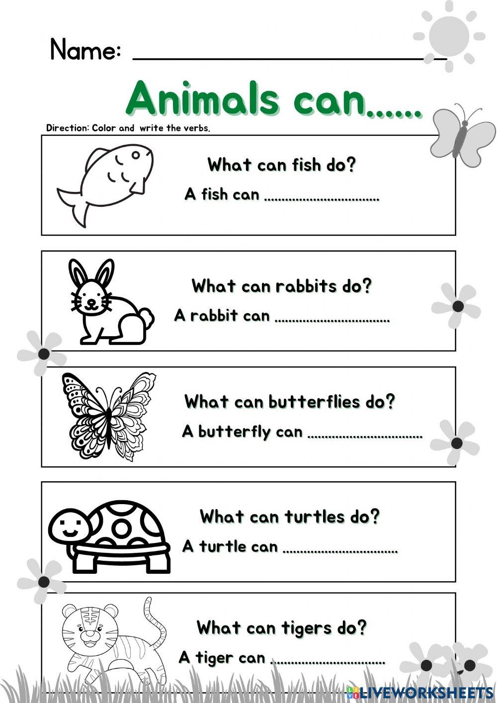 Animals can online pdf activity | Live Worksheets