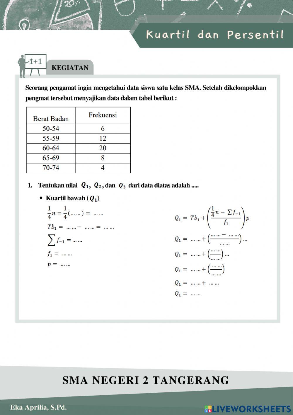 Kuartil dan Persentil worksheet | Live Worksheets