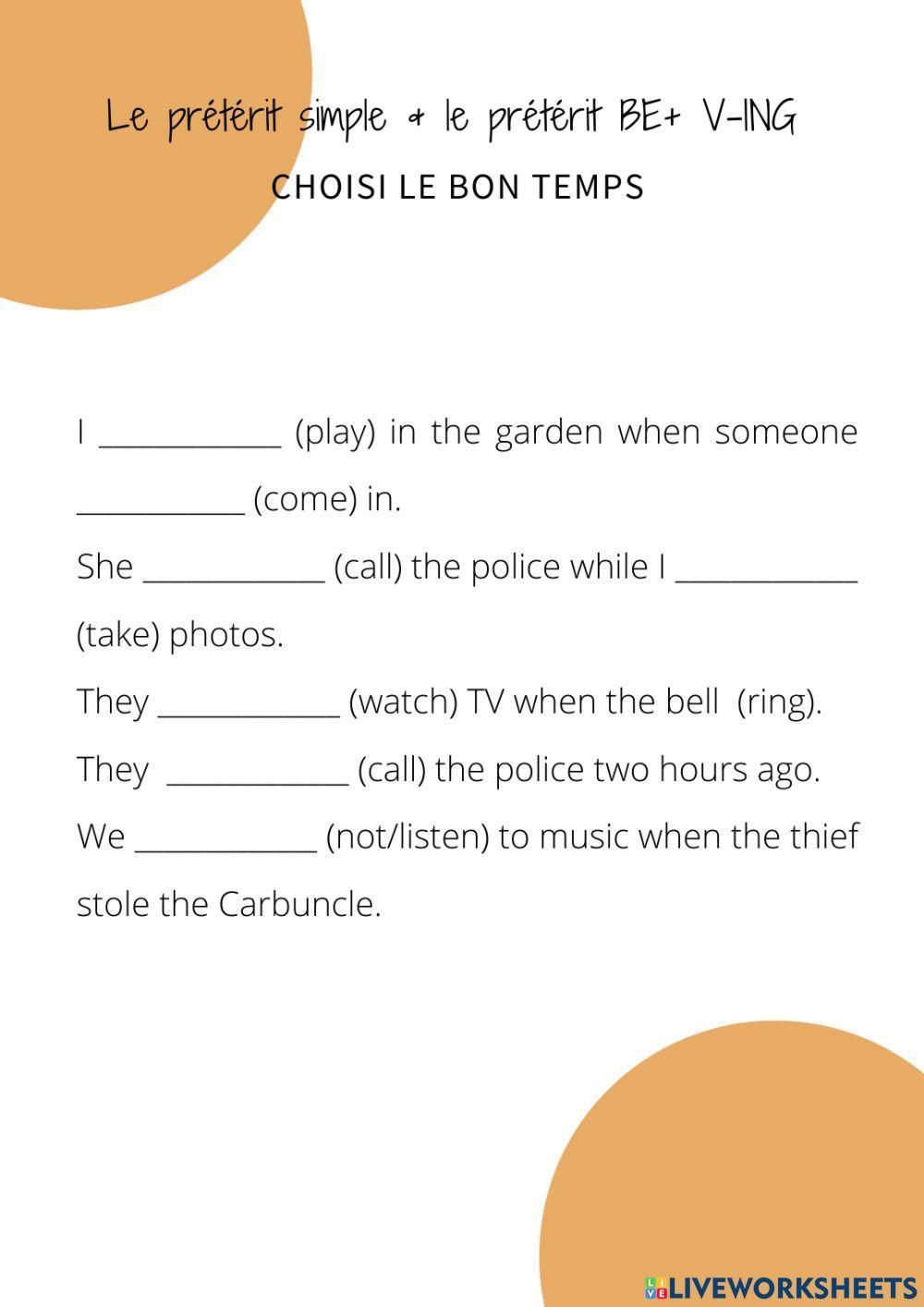 2001834 | Le prétérit simple-prétérit BE ING | Julie1870