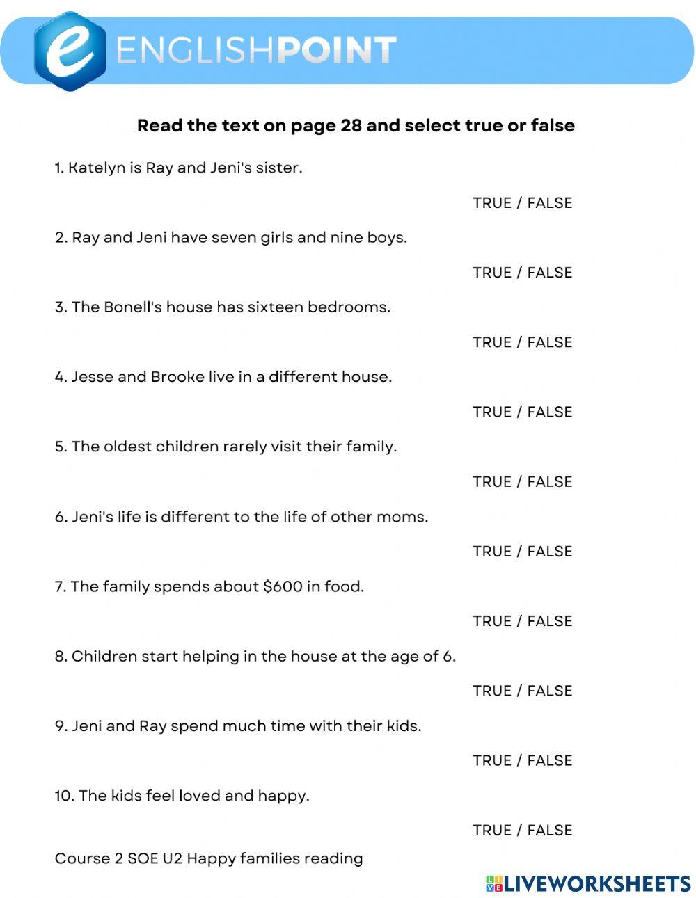 Happy families activity | Live Worksheets