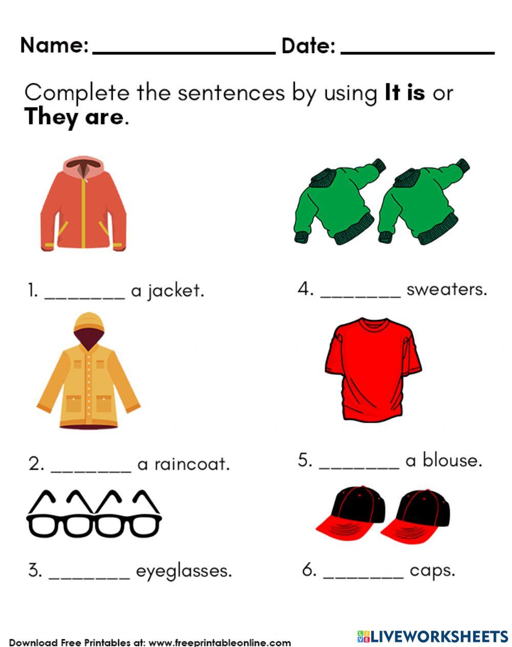 It is and They are activity | Live Worksheets