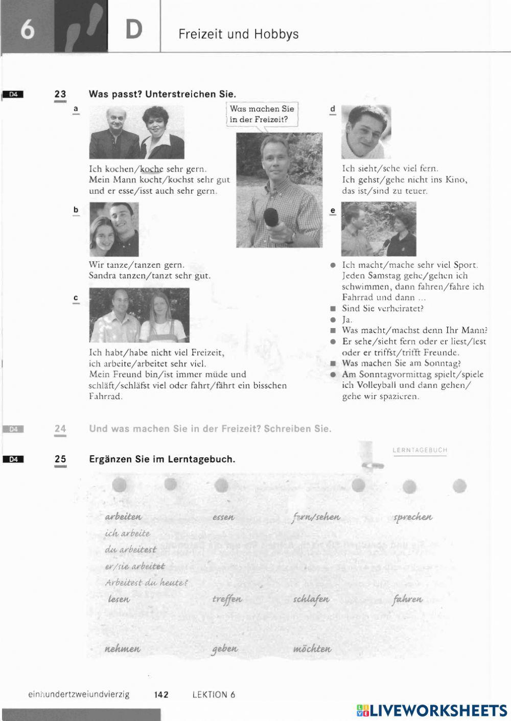 schritte-int1-s142-143-freizeit online exercise for | Live Worksheets