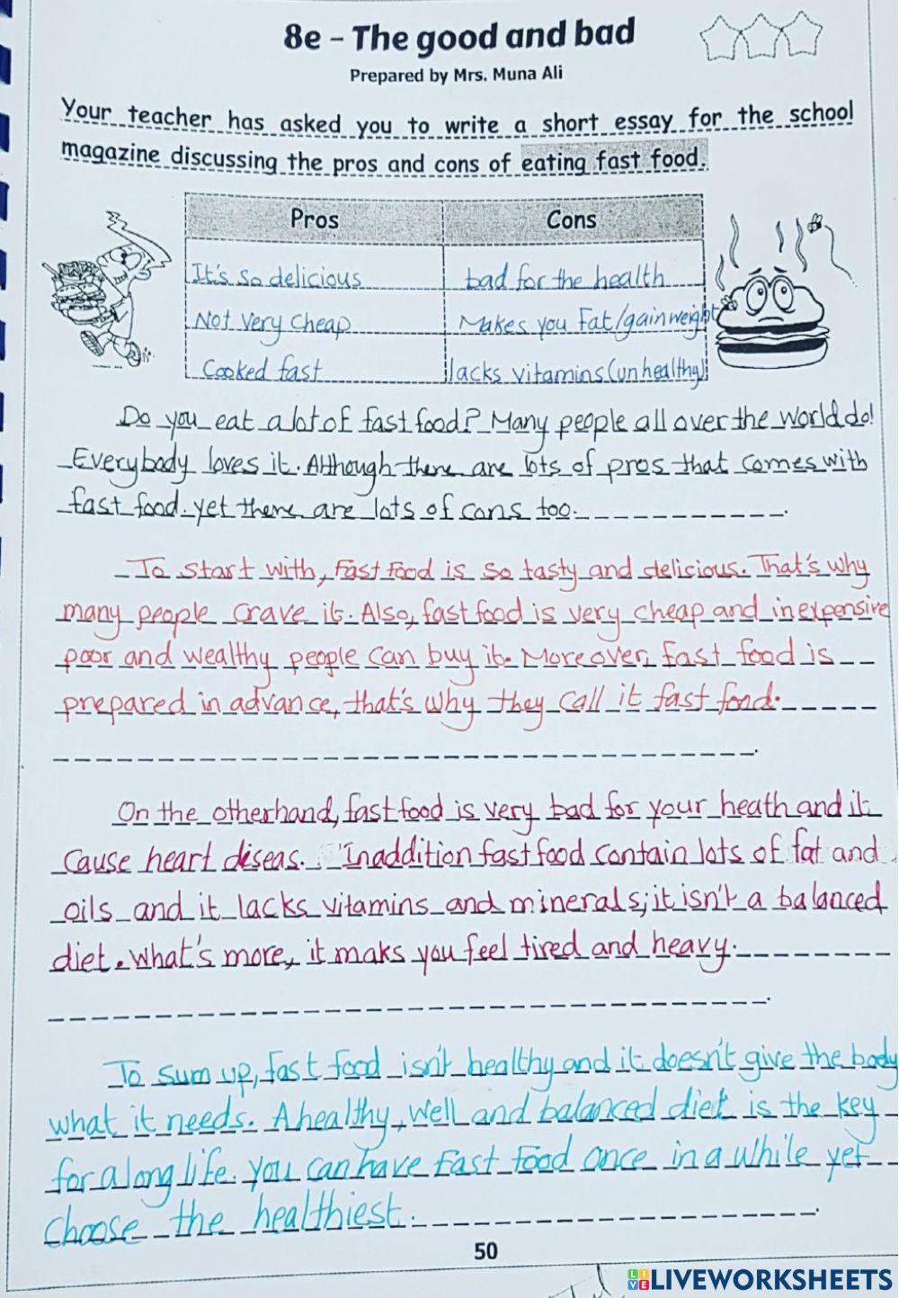 Pros and cons revision online exercise for | Live Worksheets