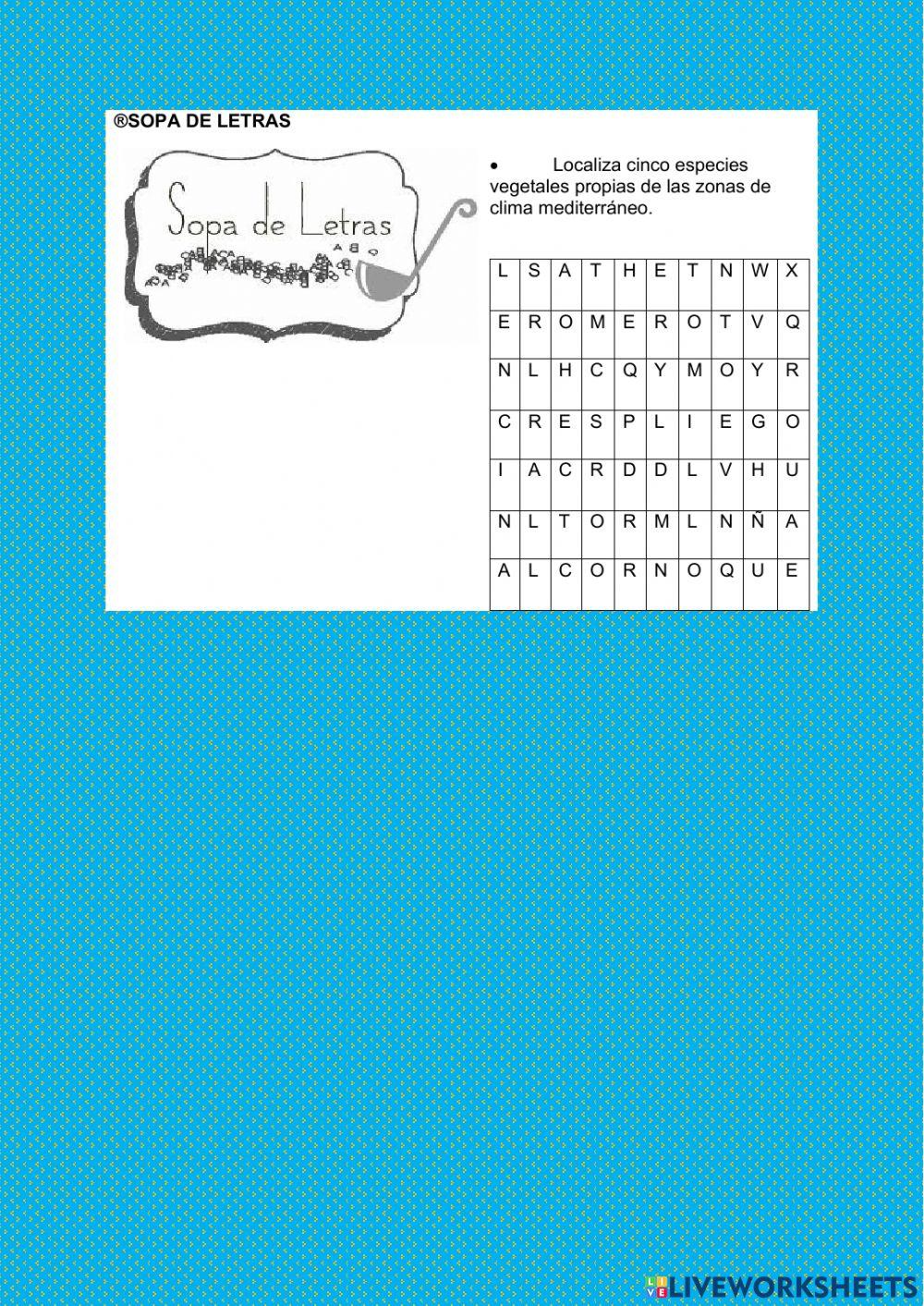 sopa de letras online exercise for | Live Worksheets
