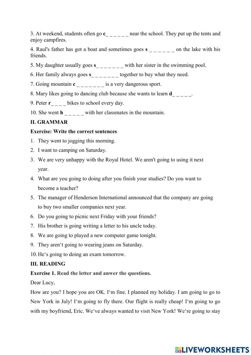 Tutor's handouts | Live Worksheets