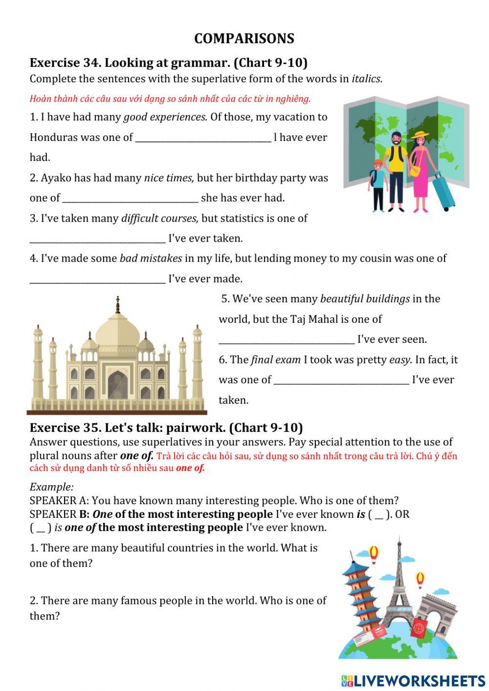 Comparisons 6 worksheet | Live Worksheets