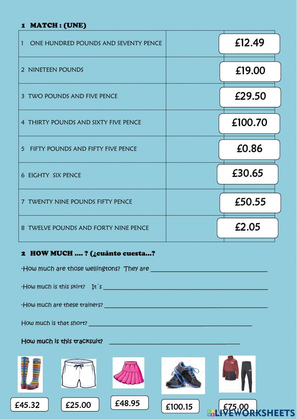 How much is it? british currency worksheet | Live Worksheets