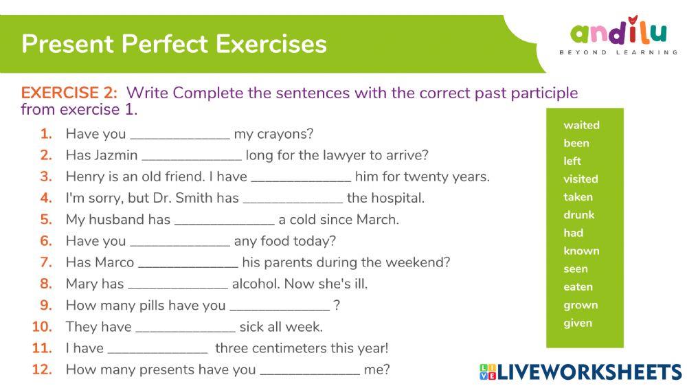 6865012 | Present Perfect | andilu | LiveWorksheets