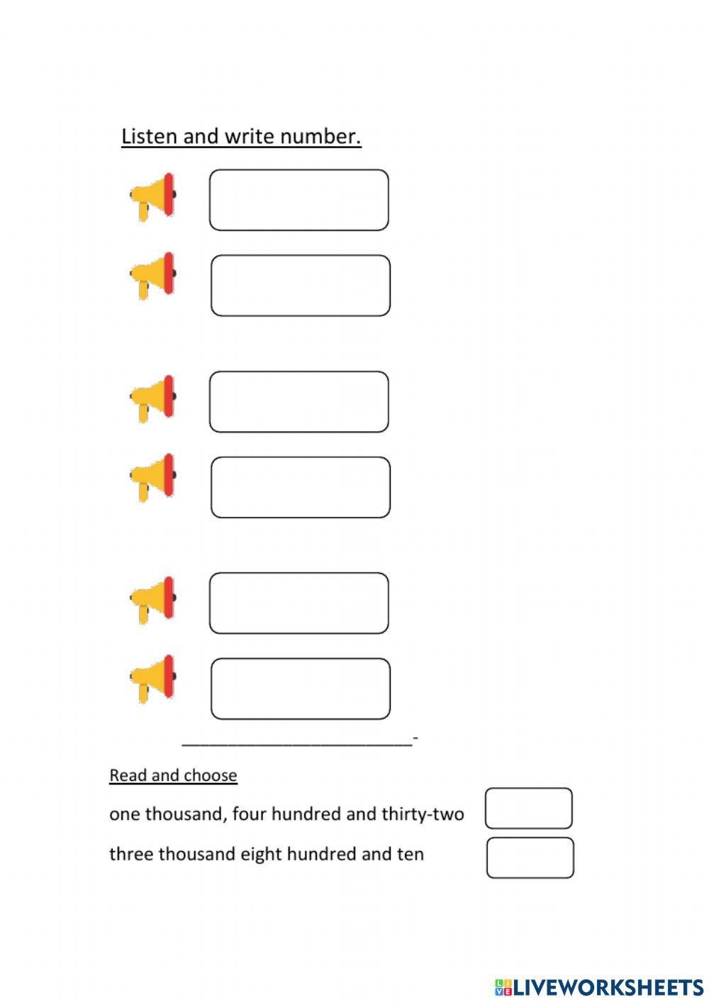 Listening online exercise for grade 4 | Live Worksheets
