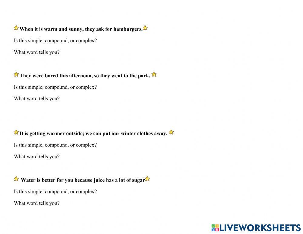 Simple, compoun… | Free Interactive Worksheets | 2003447