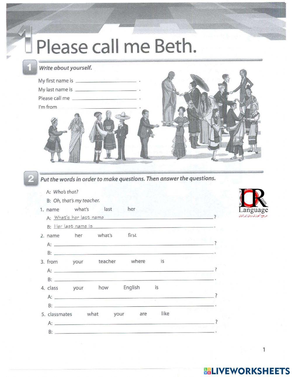 Unit 1 Workbook Exercises 1-6 worksheet | Live Worksheets