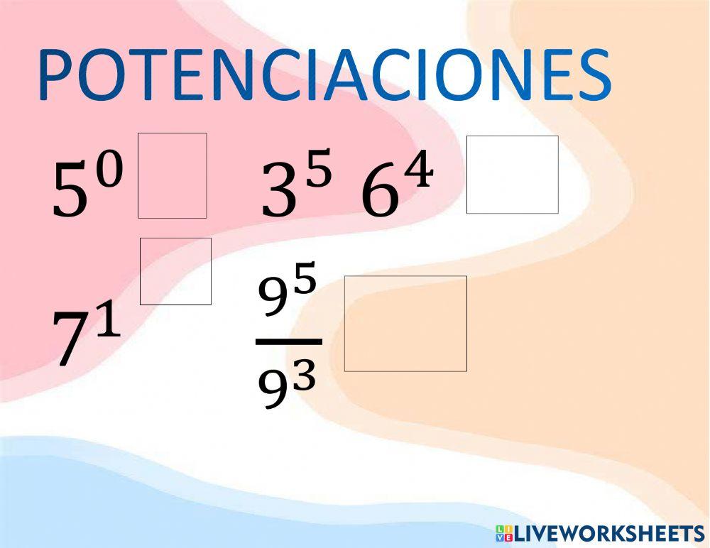 Potenciaciones interactive worksheet | Live Worksheets