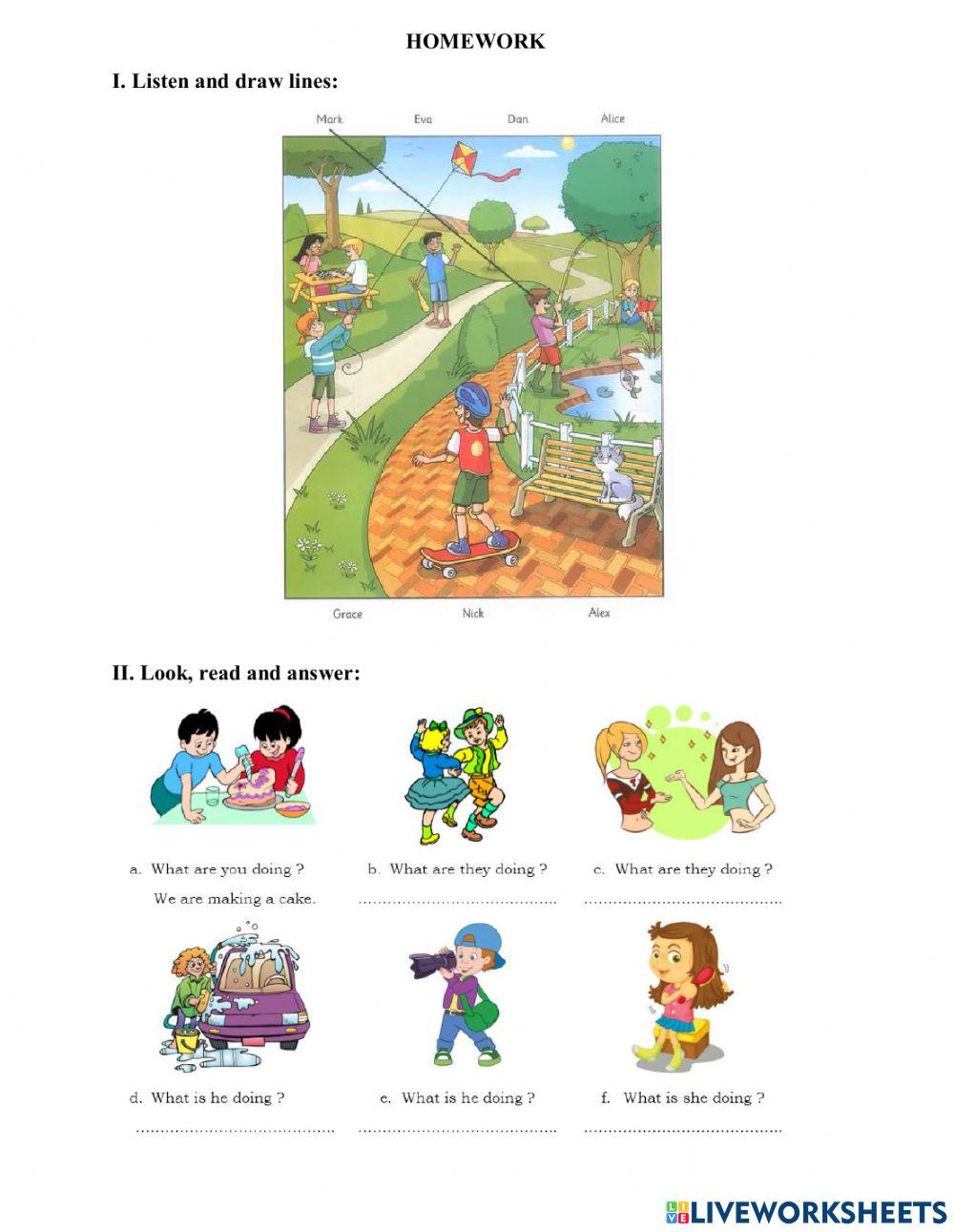 What are you doing? activity for 2 | Live Worksheets