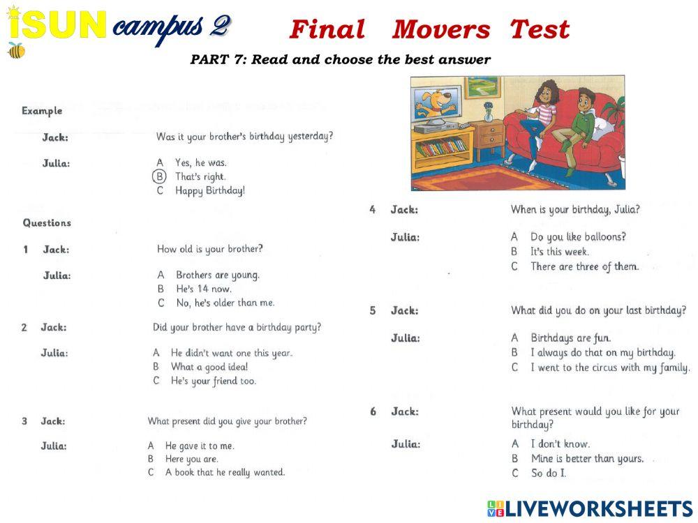 MOVERS | Free Interactive Worksheets | 2817733