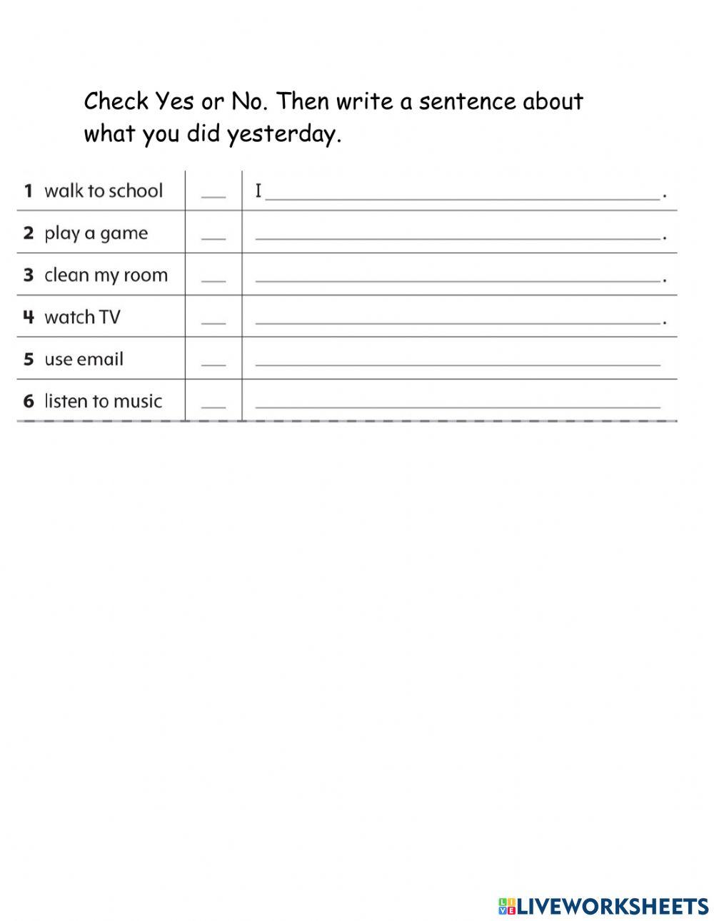 Past tense sentences in affirmative and negative worksheet | Live ...
