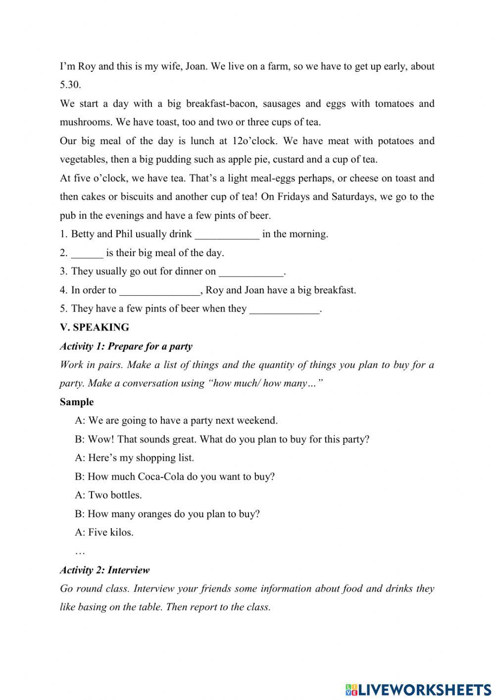 Handout 2 exercise | Live Worksheets