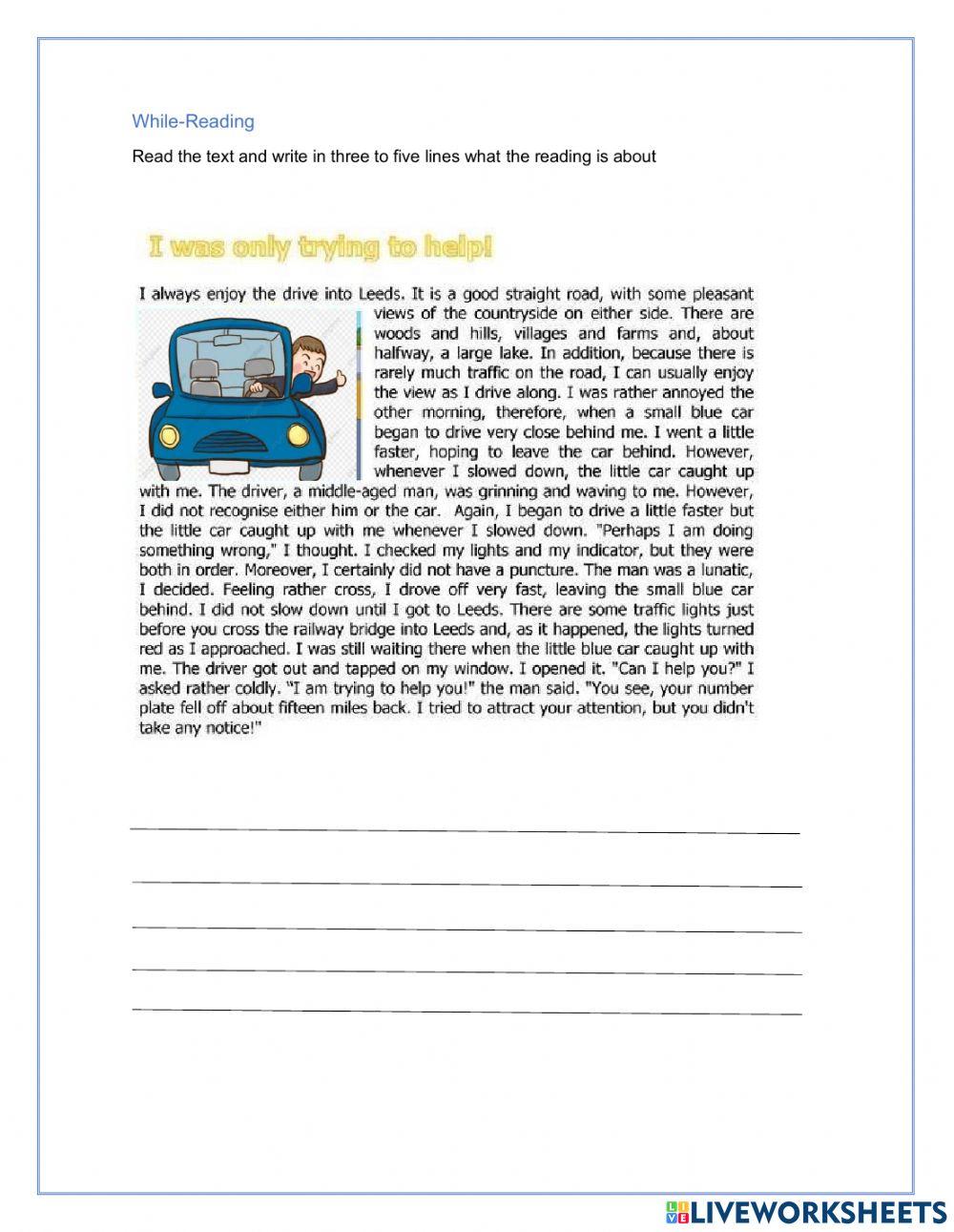 Reading online exercise for Highschool | Live Worksheets