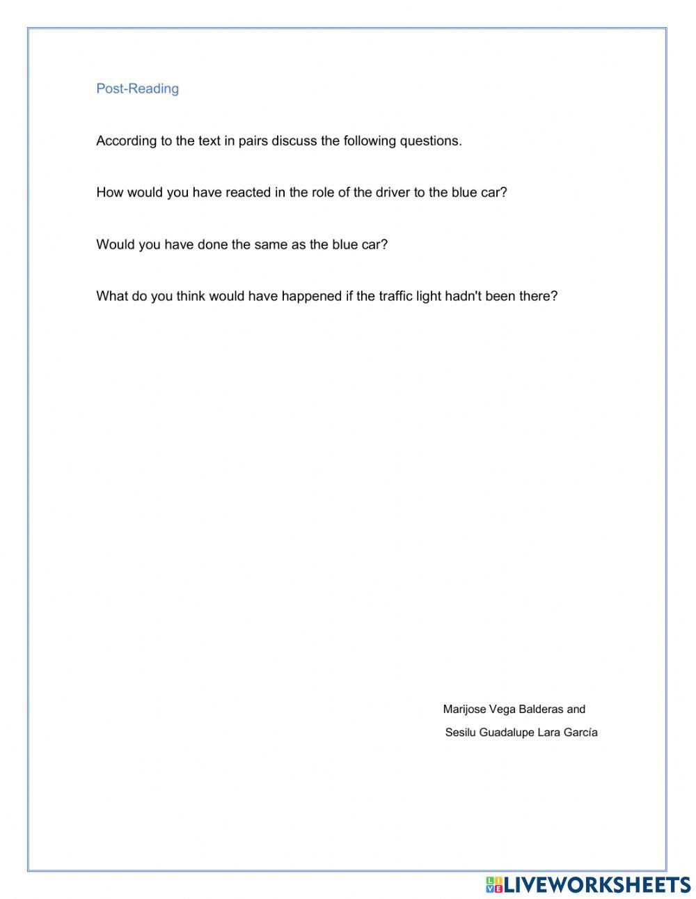 Reading online exercise for Highschool | Live Worksheets