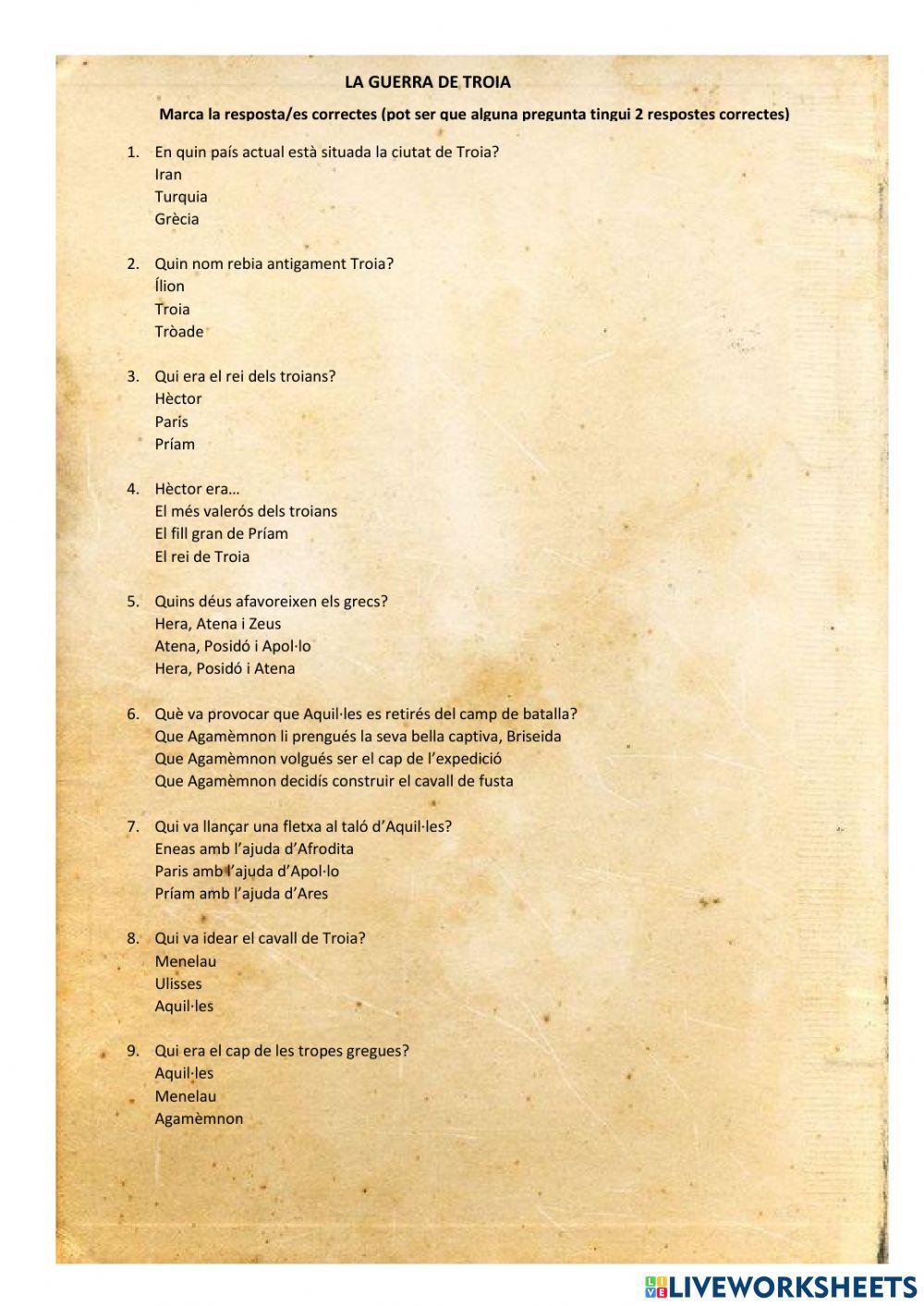 LA GUERRA DE TROIA 2048 | abarba | Live Worksheets