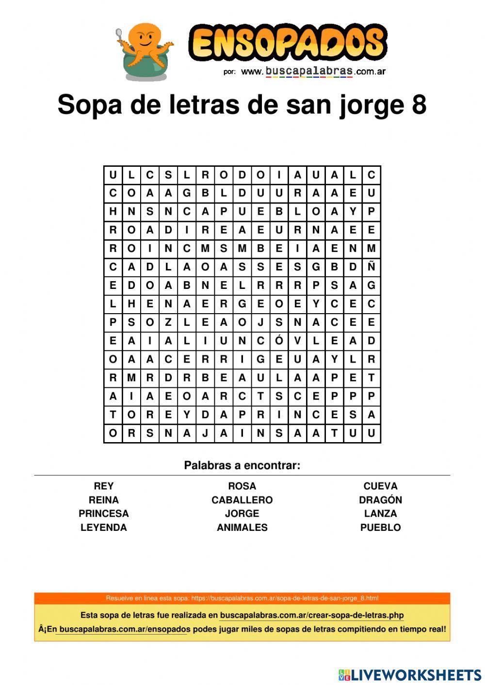 San jorge | Free Interactive Worksheets | 2004337
