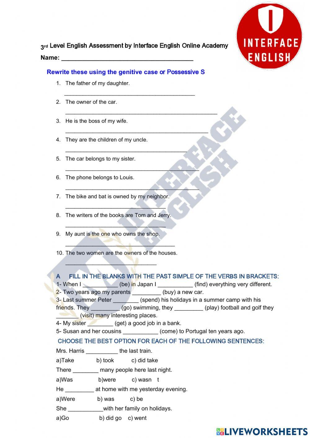 5328081 | English assessment 3rd Interface English