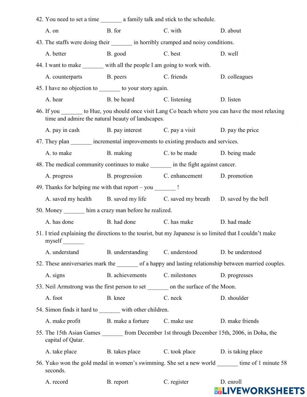 Collocations 2 | Free Interactive Worksheets | 2008405