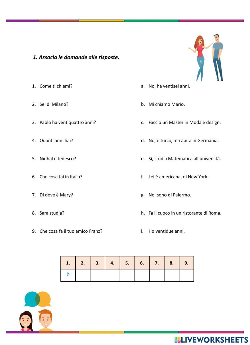Quante domande! online exercise for | Live Worksheets
