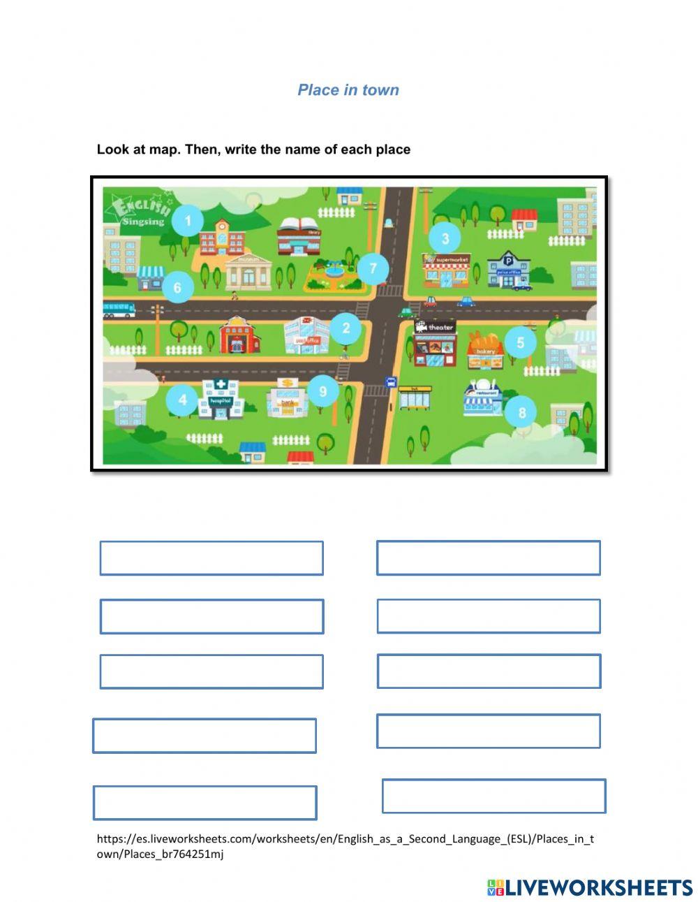 Place in town interactive exercise | Live Worksheets