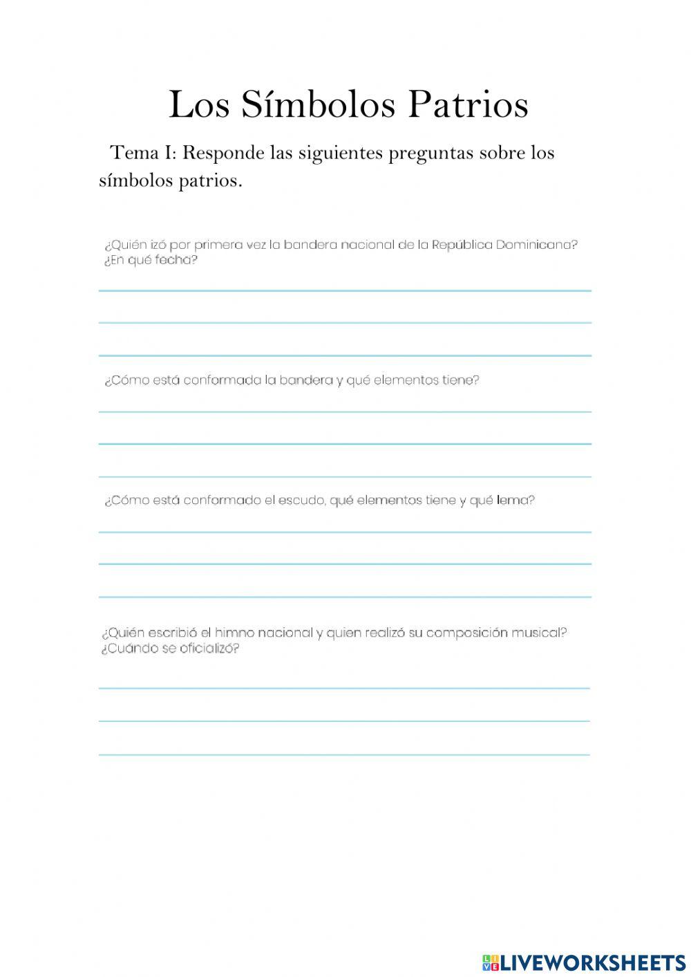 Los Símbolos Patrios online exercise for | Live Worksheets Los Símbolos Patrios online exercise for | Live Worksheets