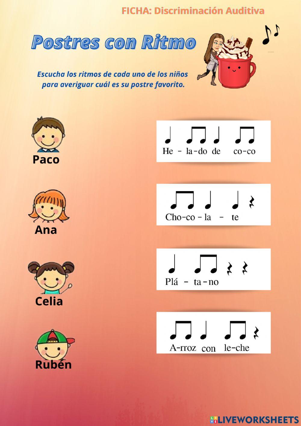 Postres con Ritmo 872908 | Ana Belén | LiveWorksheets
