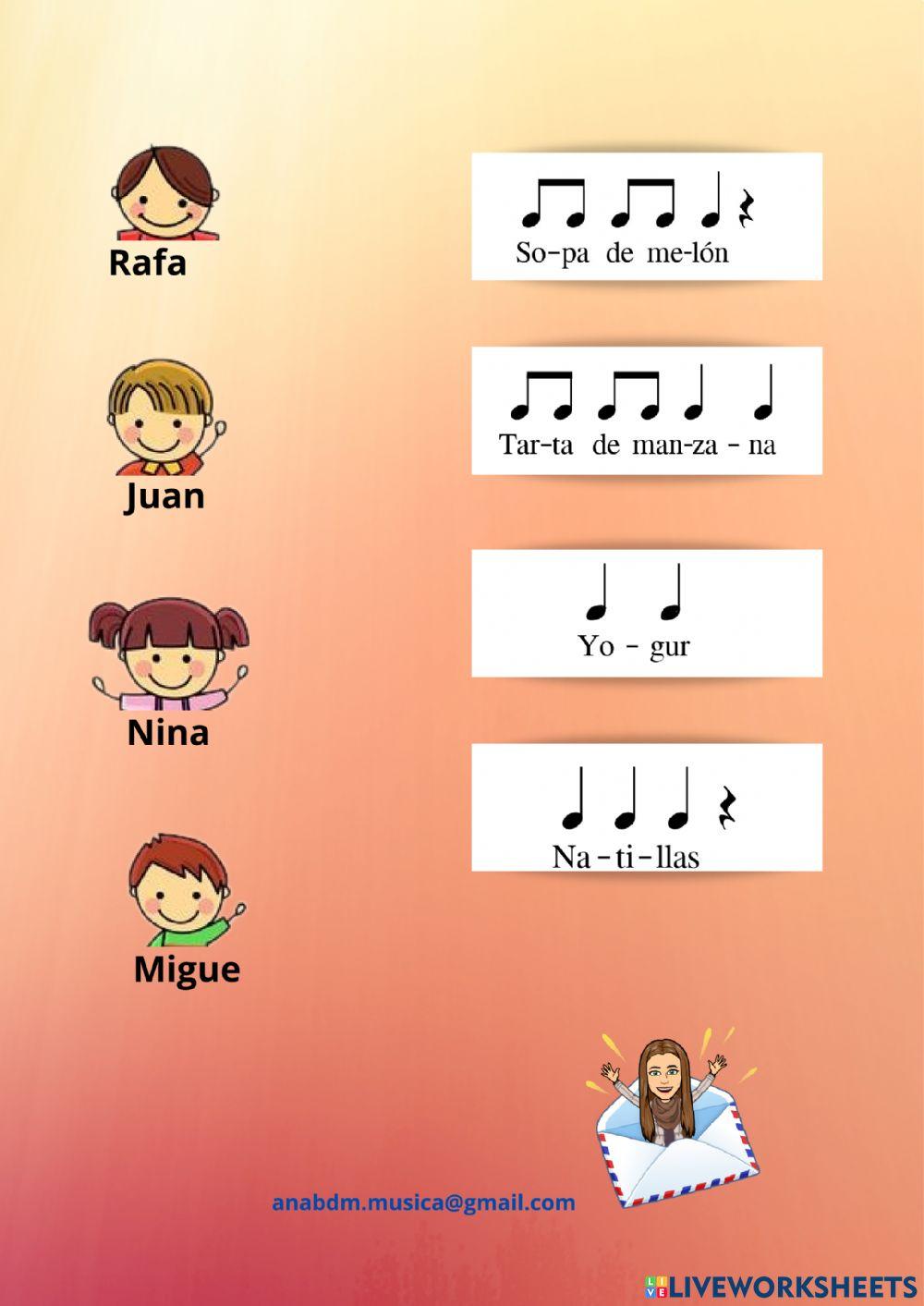 Postres con Ritmo 872908 | Ana Belén | LiveWorksheets