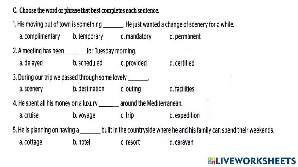 New Destination B2-Unit 1 (Vocab&grammar) worksheet | Live Worksheets