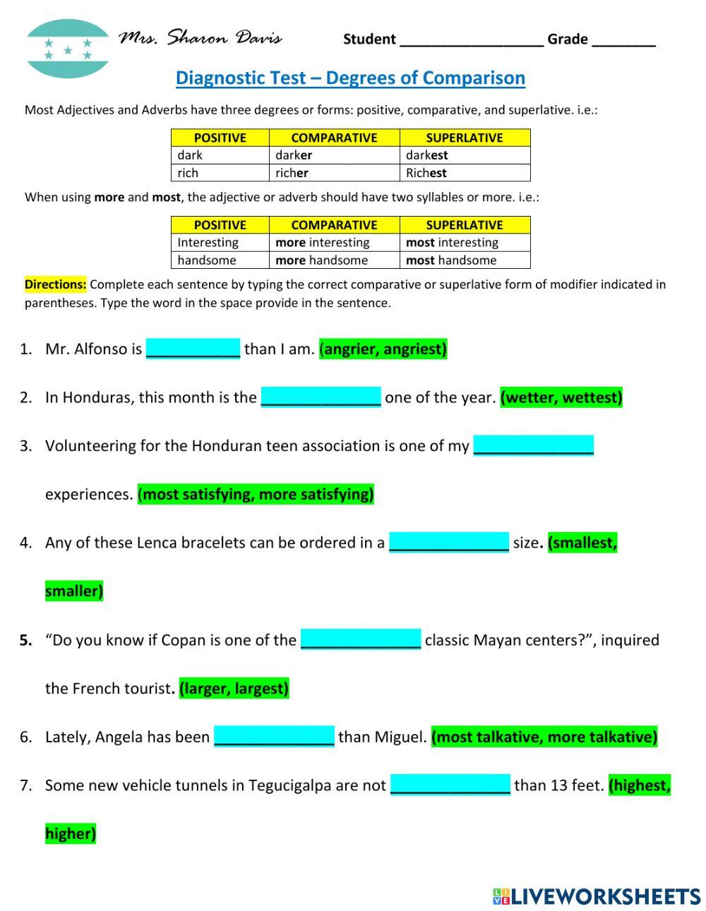 Diagnostics online exercise for | Live Worksheets