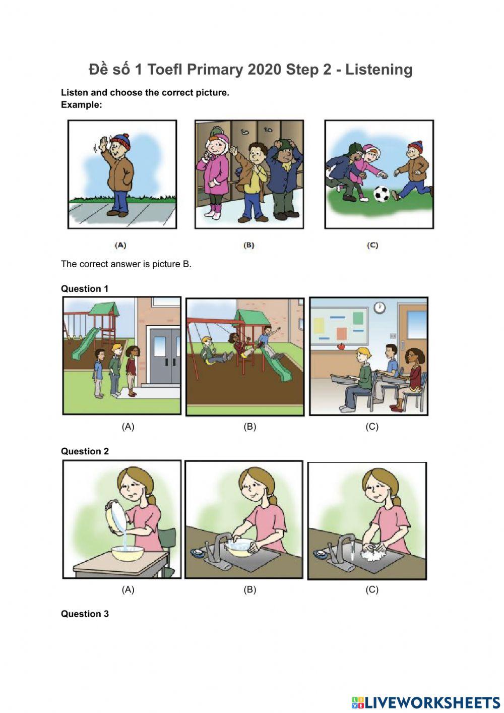 Đề số 1 Toefl P… | Free Interactive Worksheets | 2343312