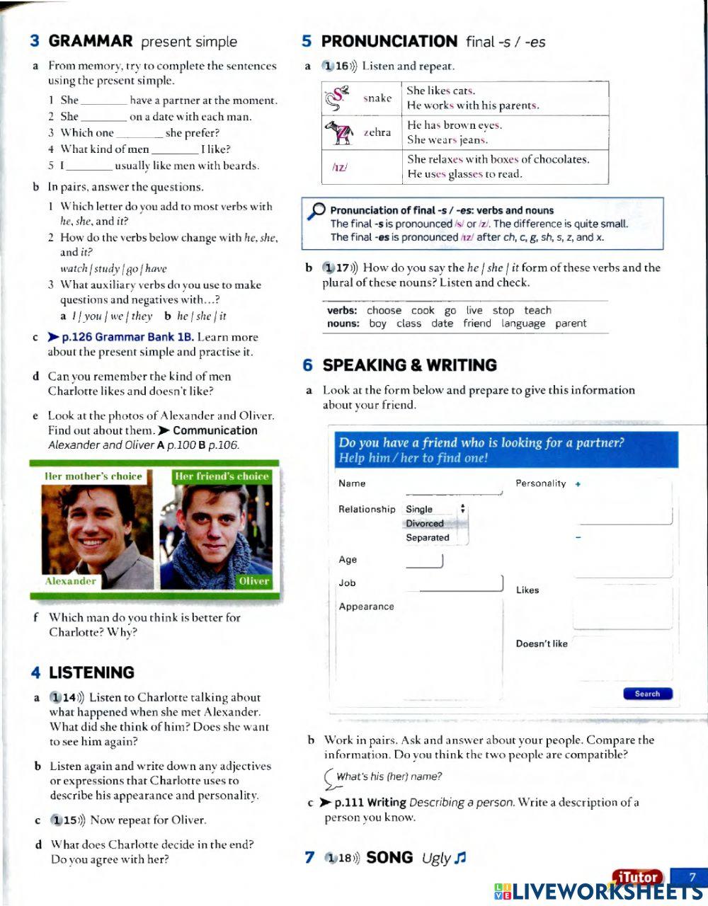 1B and 1C Pre interm online exercise for | Live Worksheets