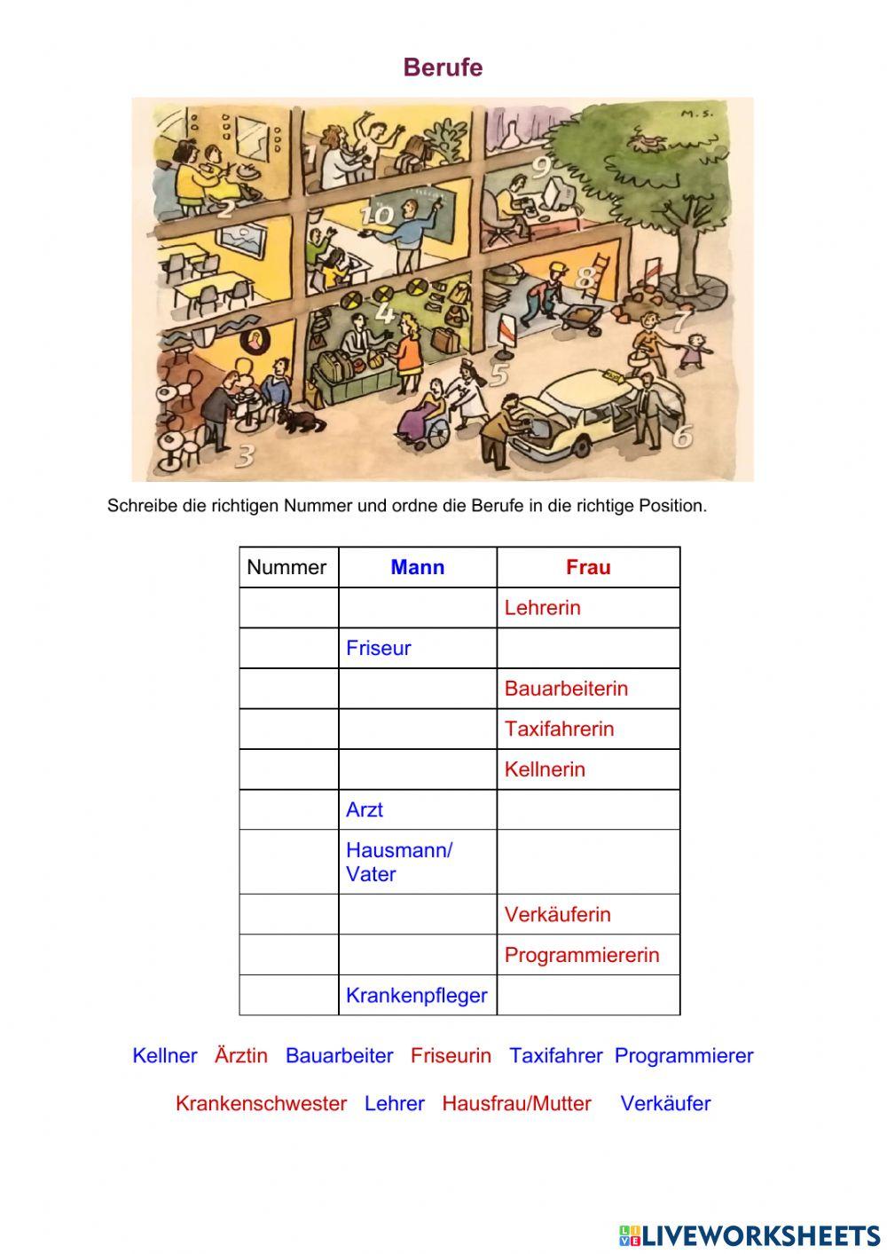 Berufe | Free Interactive Worksheets | 2007725